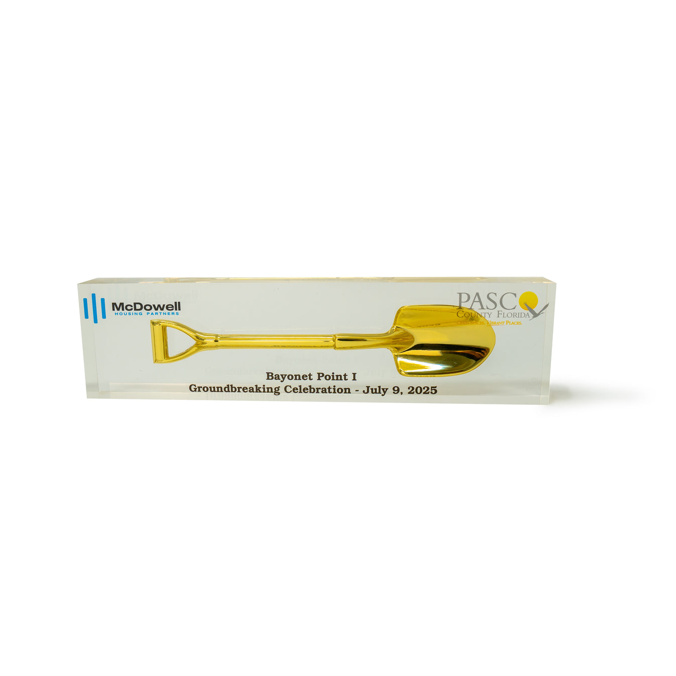 Gold/Silver Shovel Acrylic Block - Golden Openings